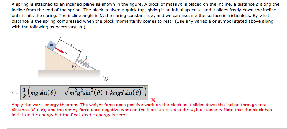 Solved A spring is attached to an inclined plane as shown in | Chegg.com