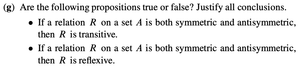 Solved A relation R on a set A is an antisymmetric relation | Chegg.com
