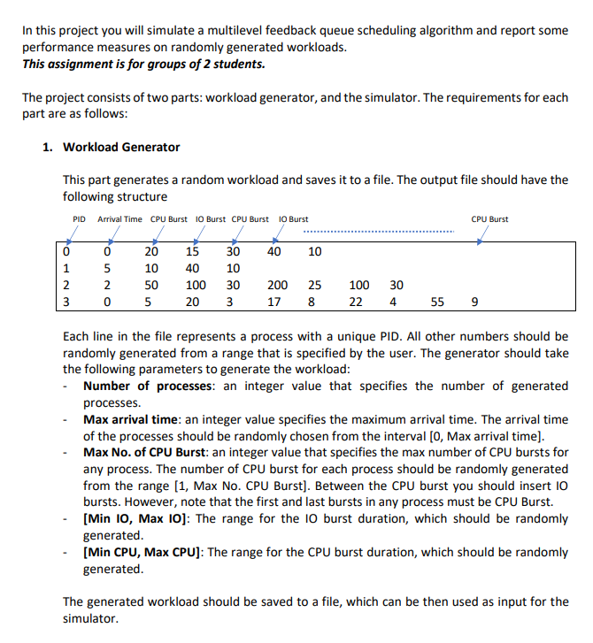 Solved In this project you will simulate a multilevel | Chegg.com