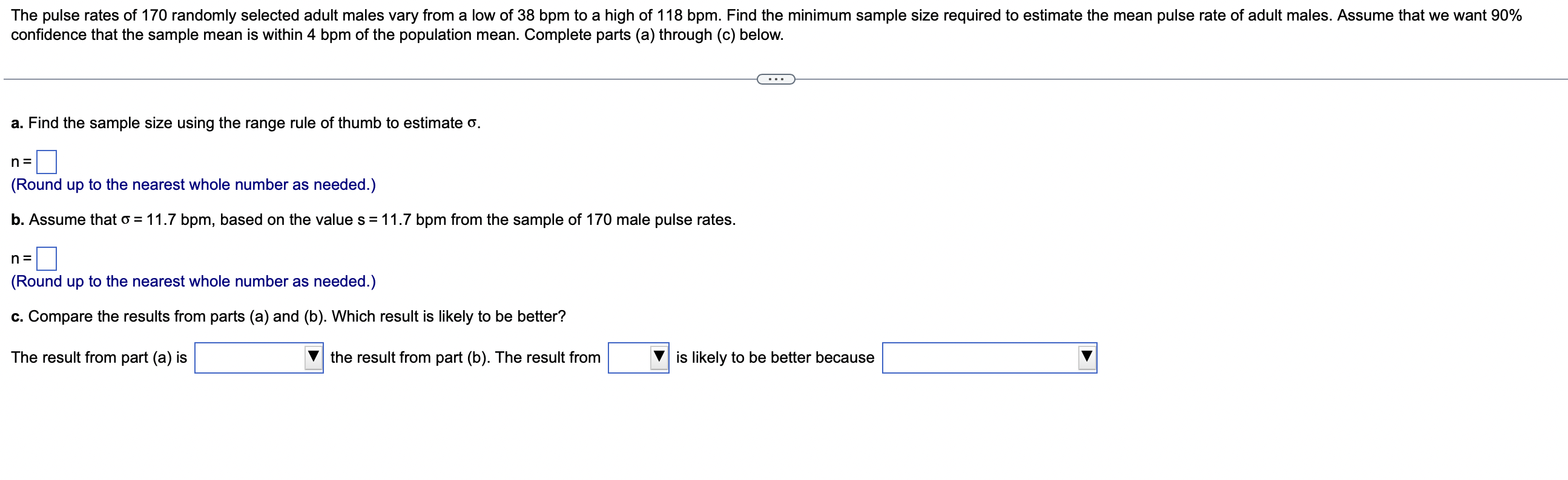 Solved The pulse rates of 170 randomly selected adult males | Chegg.com