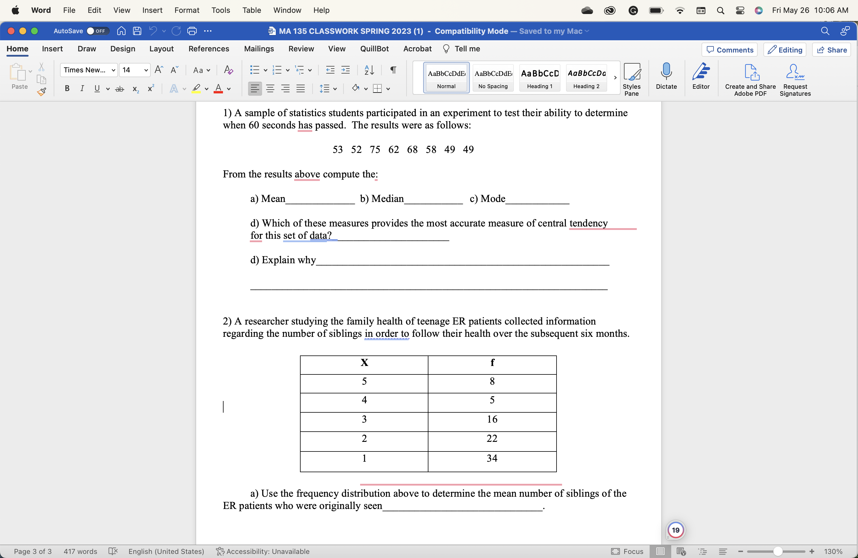 Solved 1 Identify The Type Of Variable Discrete Or 0862