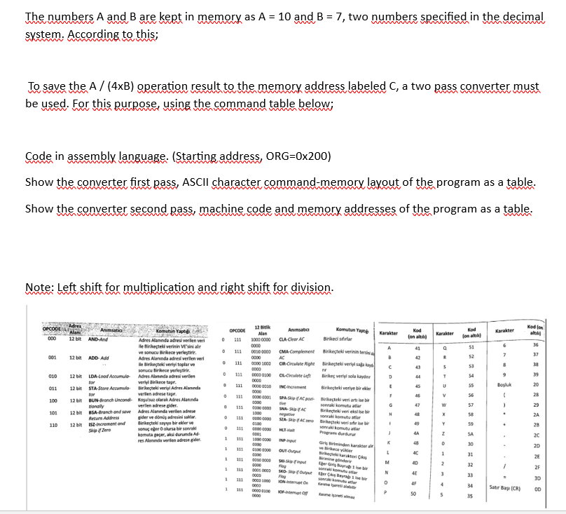 The numbers A and B are kept in memory as A=10 and | Chegg.com