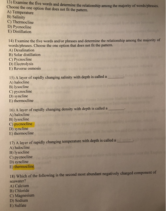 Solved 13) Examine the five words and determine the | Chegg.com