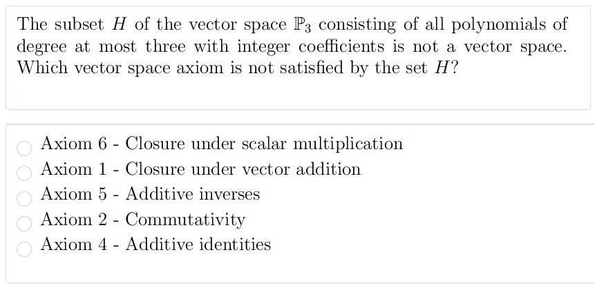 Solved The subset H of the vector space P3 consisting of all | Chegg.com