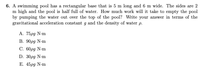 Solved 6. A swimming pool has a rectangular base that is 5 m | Chegg.com