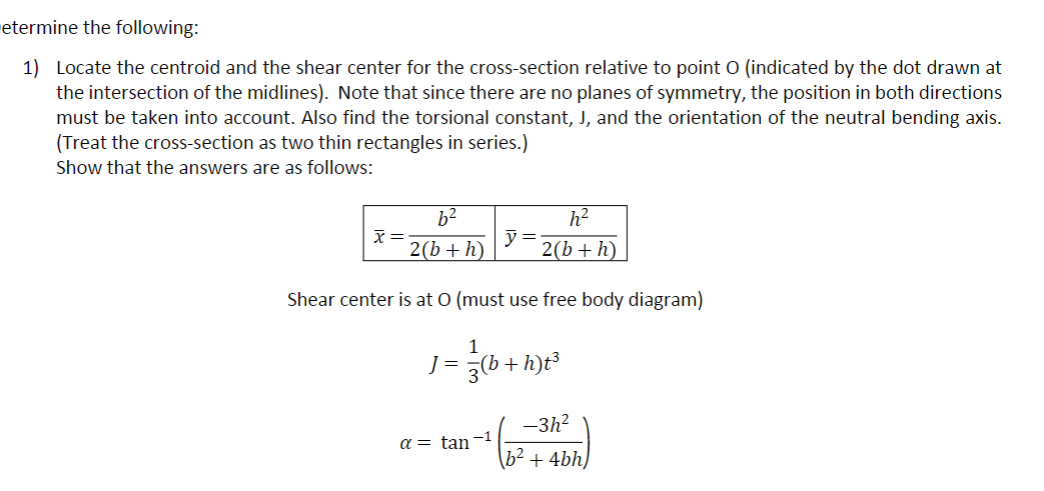 Solved etermine the following: 1) Locate the centroid and | Chegg.com