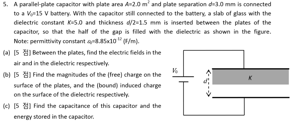 Solved 5. A parallel-plate capacitor with plate area A-2.0 | Chegg.com