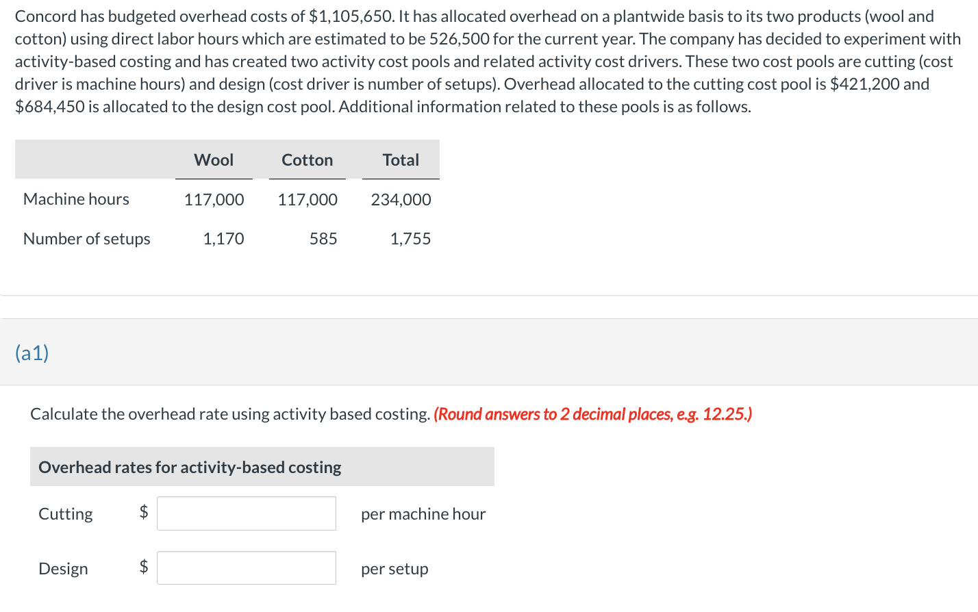 Solved Concord has budgeted overhead costs of $1,105,650. | Chegg.com