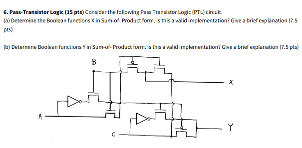 Solved 6. Pass-Transistor Logic (15 pts) Consider the | Chegg.com