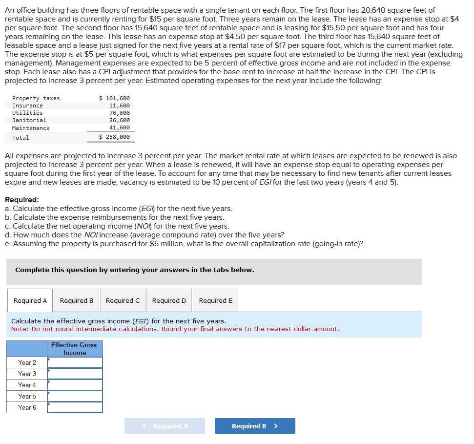 Solved An office building has three floors of rentable space | Chegg.com