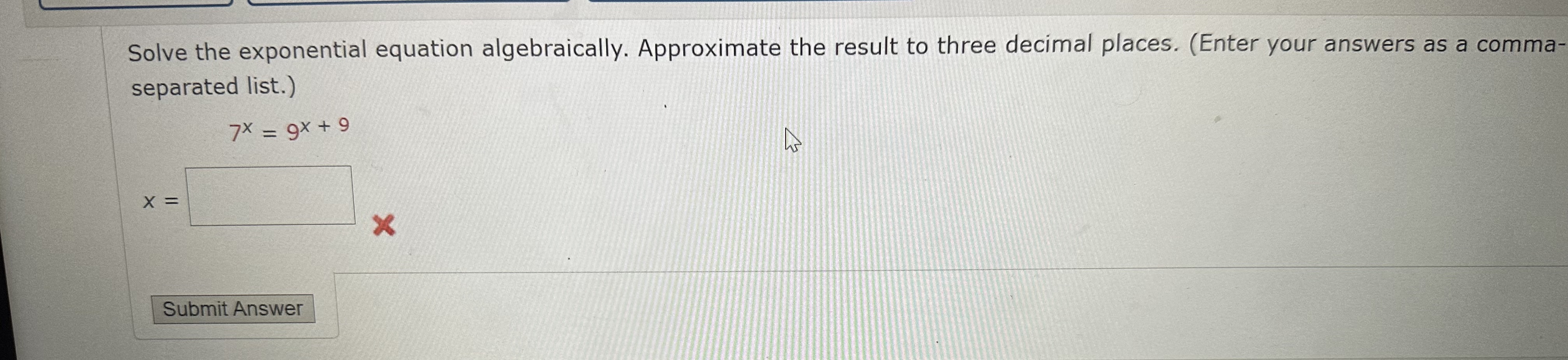 Solved Solve the exponential equation algebraically. | Chegg.com