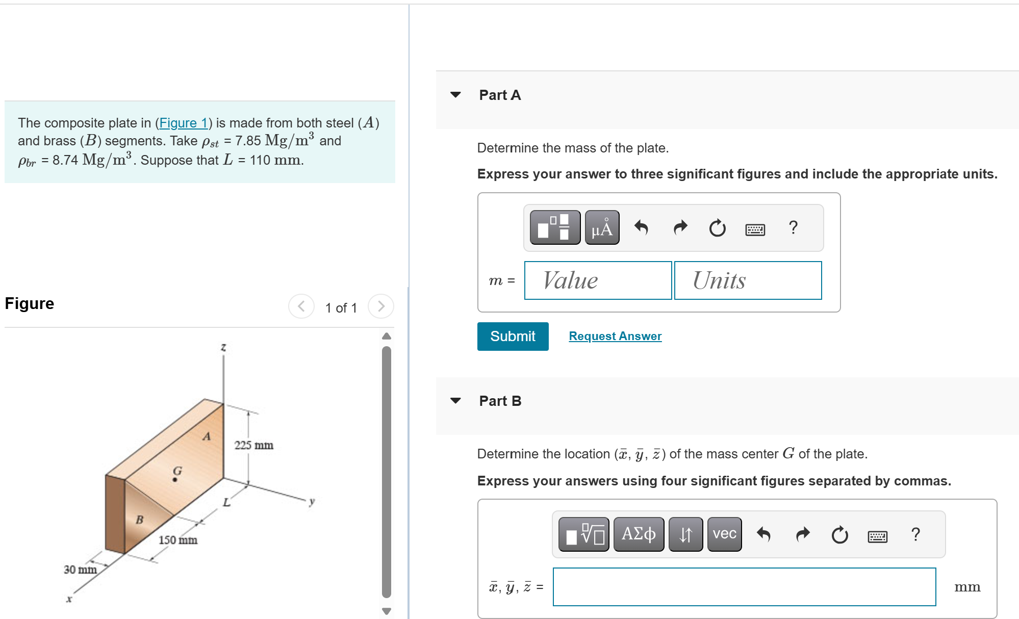 Solved The composite plate in (Figure 1) is ﻿made from both | Chegg.com