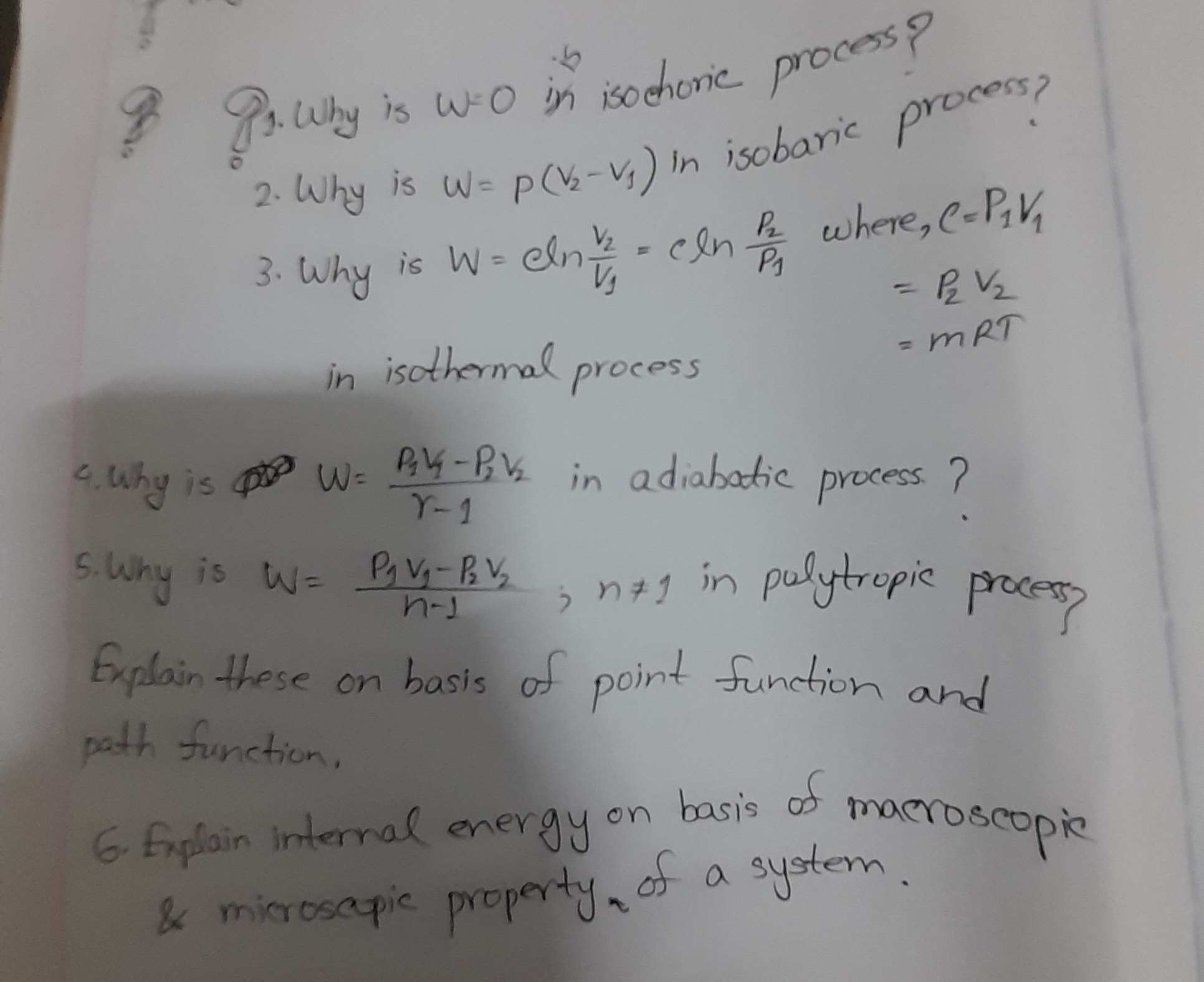 Solved 8) Ph. Why is ω=0 in isochoric process? 2. Why is | Chegg.com