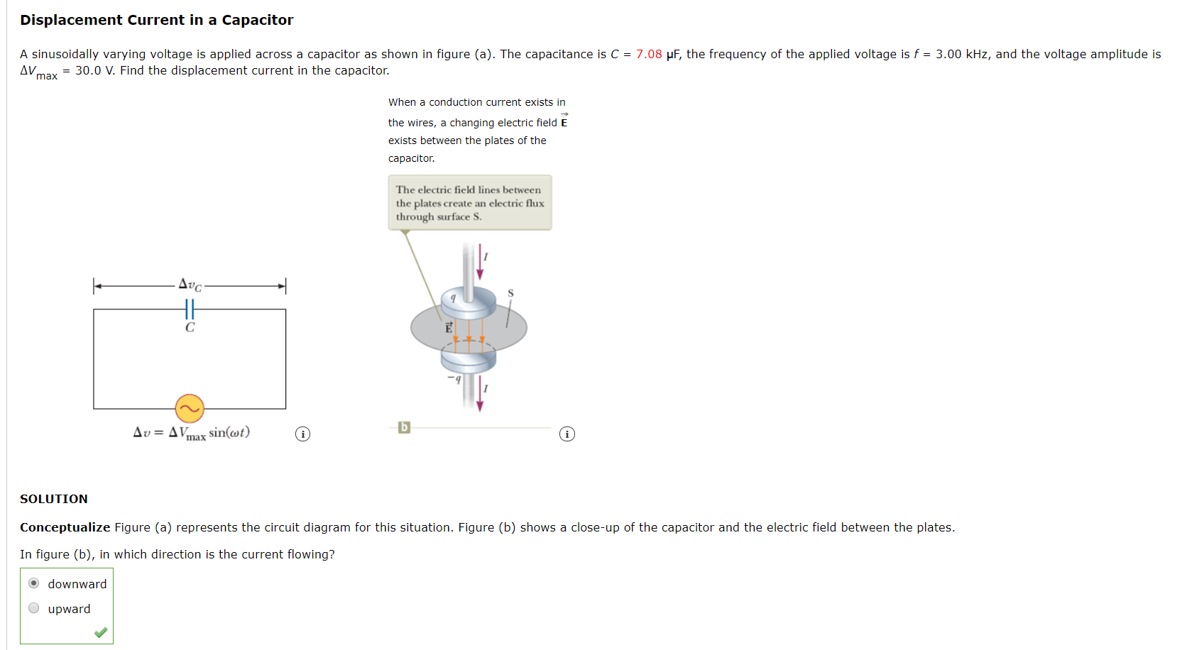 Solved Displacement Current in a Capacitor A sinusoidally | Chegg.com