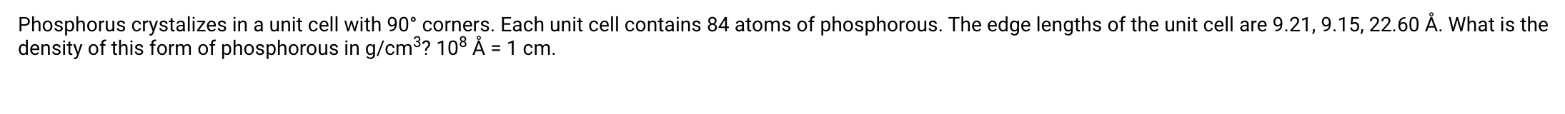 Phosphorus crystalizes in a unit cell with 90∘ | Chegg.com