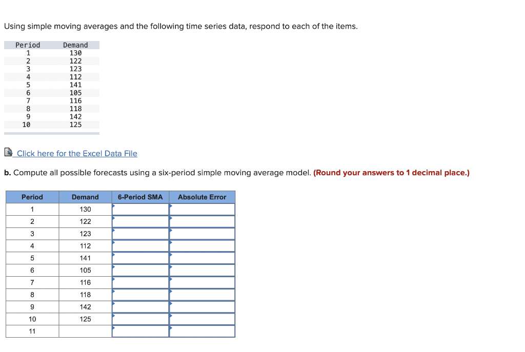 Solved Using Simple Moving Averages And The Following Time 