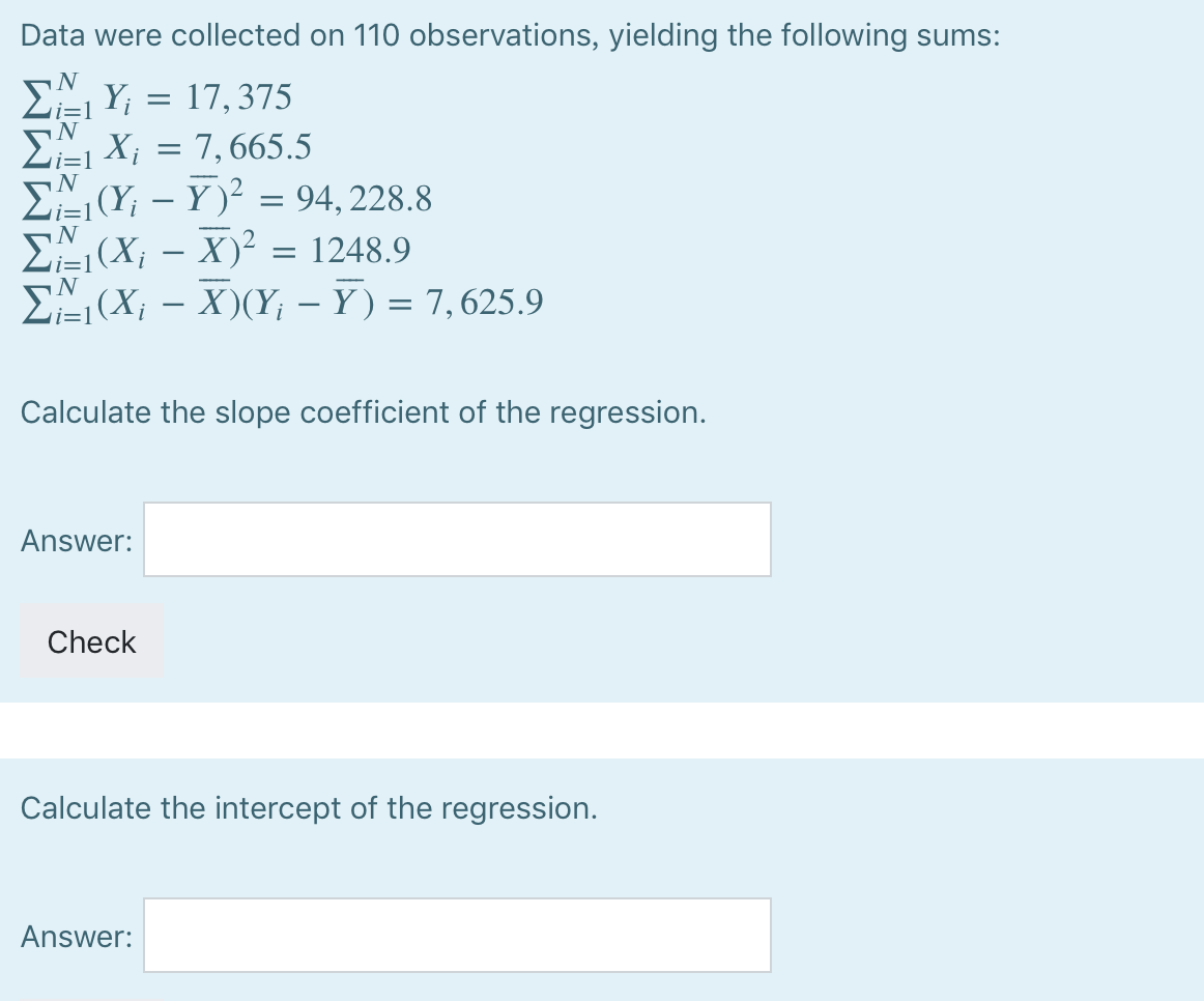 Solved Data were collected on 110 observations, yielding the | Chegg.com