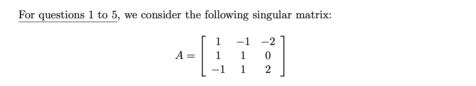 Solved For questions 1 to 5, we consider the following | Chegg.com