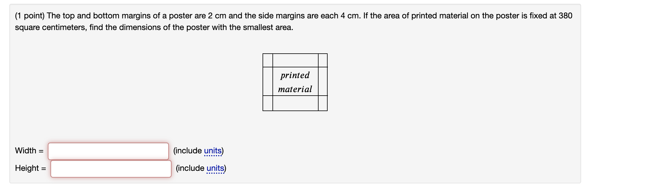 Solved (1 point) The top and bottom margins of a poster are | Chegg.com