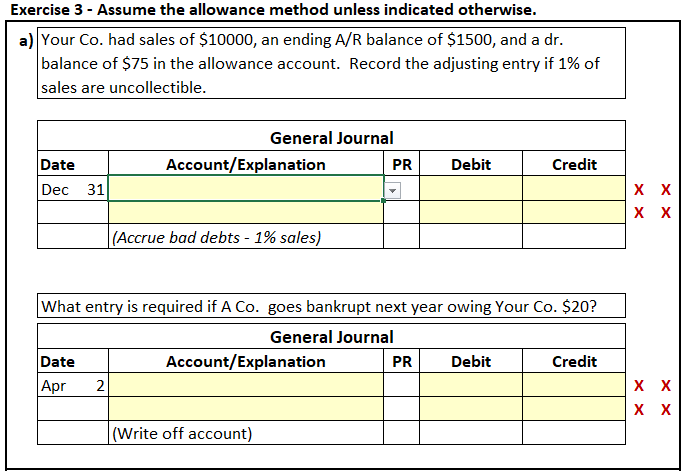 Solved Your Co. had sales of $15000, an ending A/R balance | Chegg.com