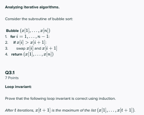 Solved Analyzing iterative algorithms. Consider the | Chegg.com
