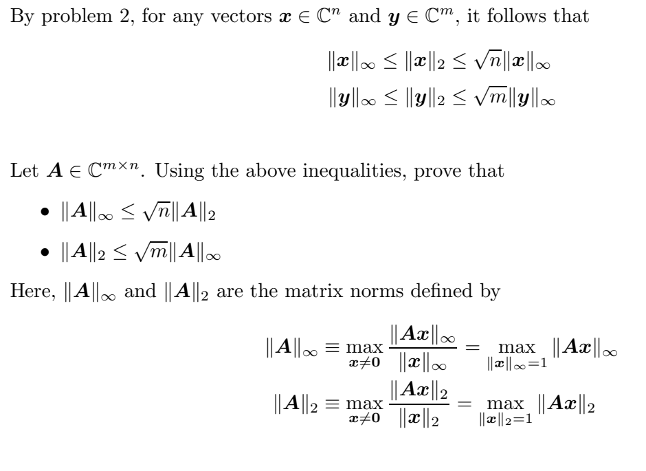 Solved By problem 2 , for any vectors x∈Cn and y∈Cm, it | Chegg.com