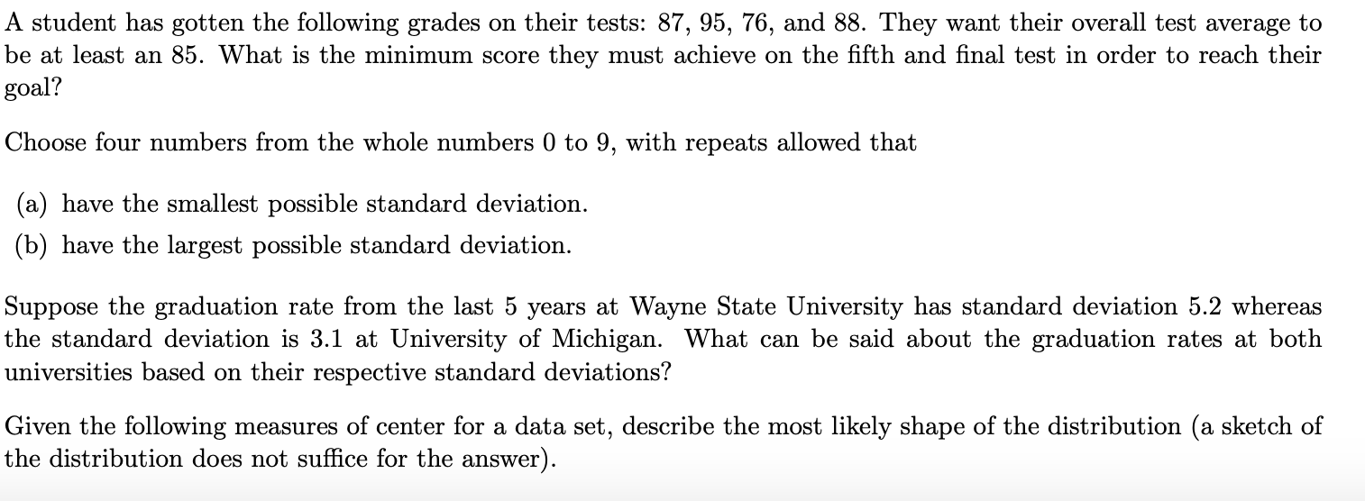 Solved A student has gotten the following grades on their | Chegg.com