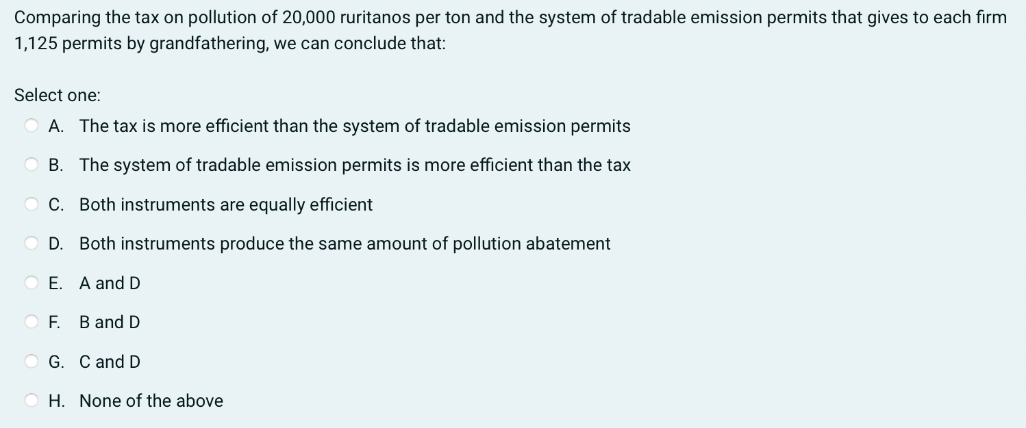 Solved Comparing the tax on pollution of 20,000 ruritanos | Chegg.com
