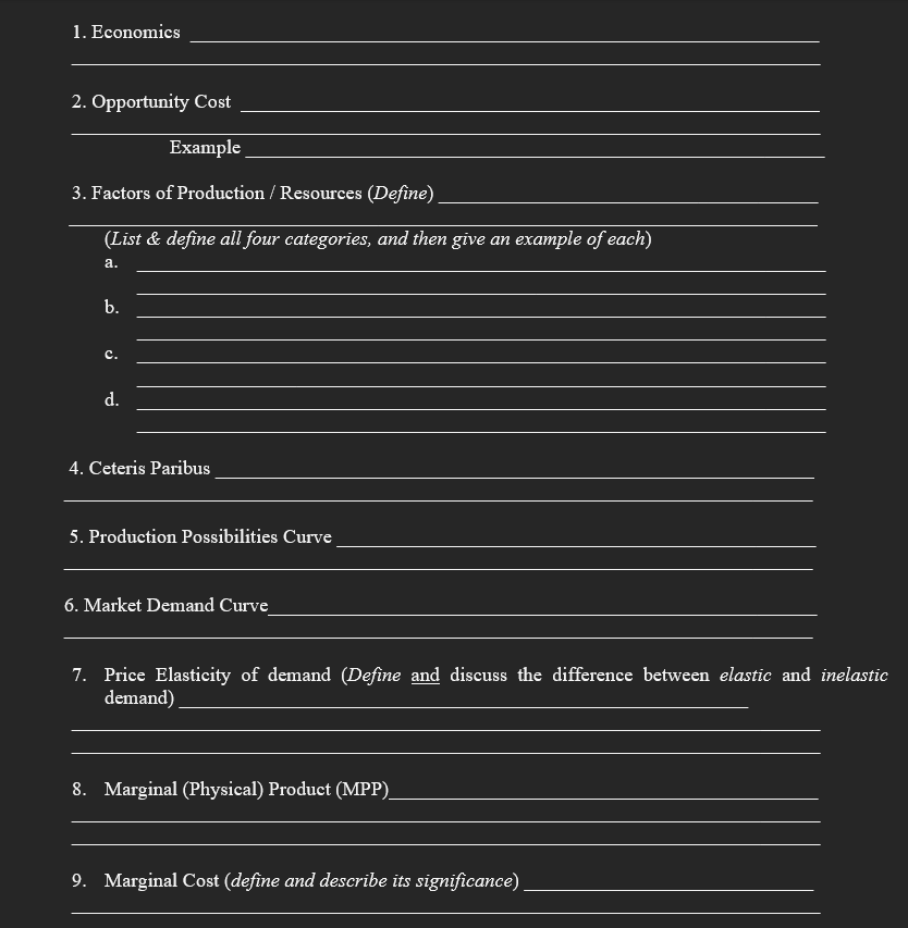 Solved 7. Price Elasticity of demand (Define and discuss the | Chegg.com