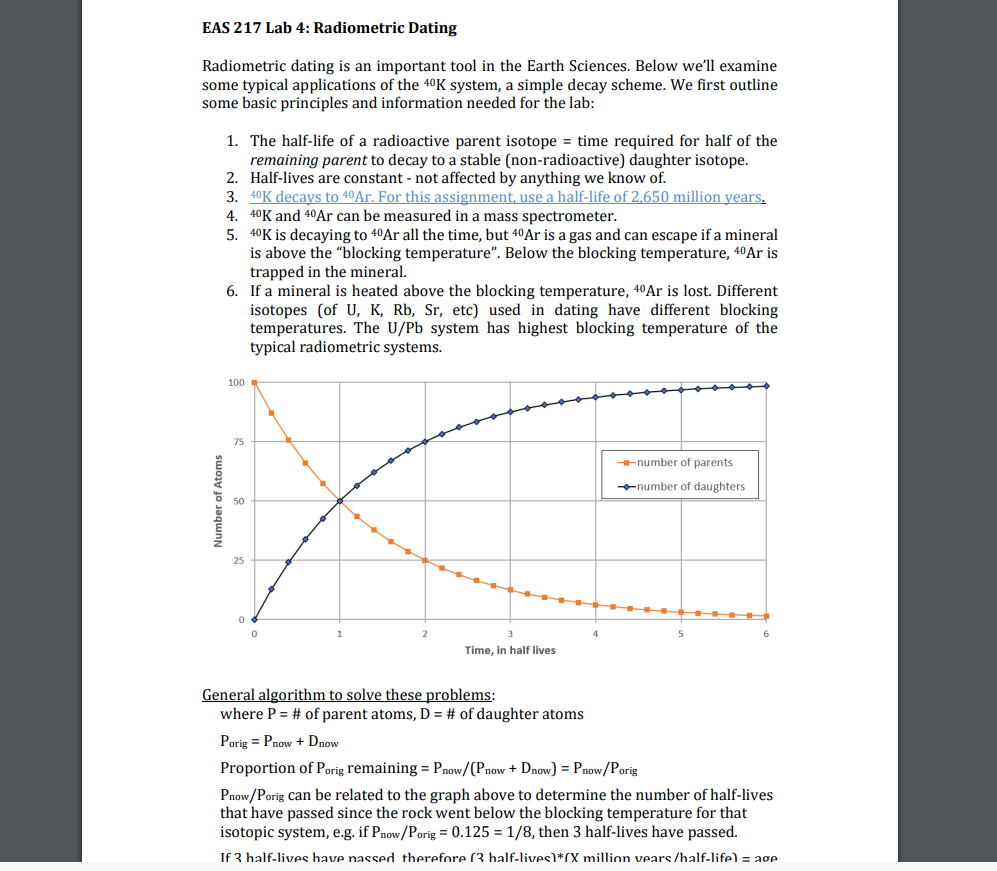Solved EAS 217 Lab 4: Radiometric Dating Radiometric dating | Chegg.com