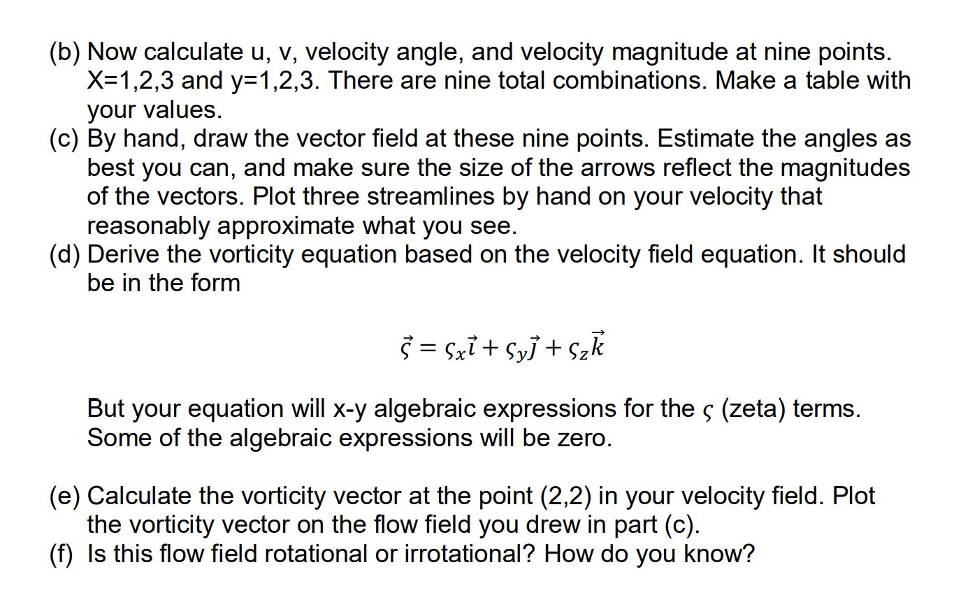 Solved Problem C: Here is a 2D velocity flow field for the | Chegg.com