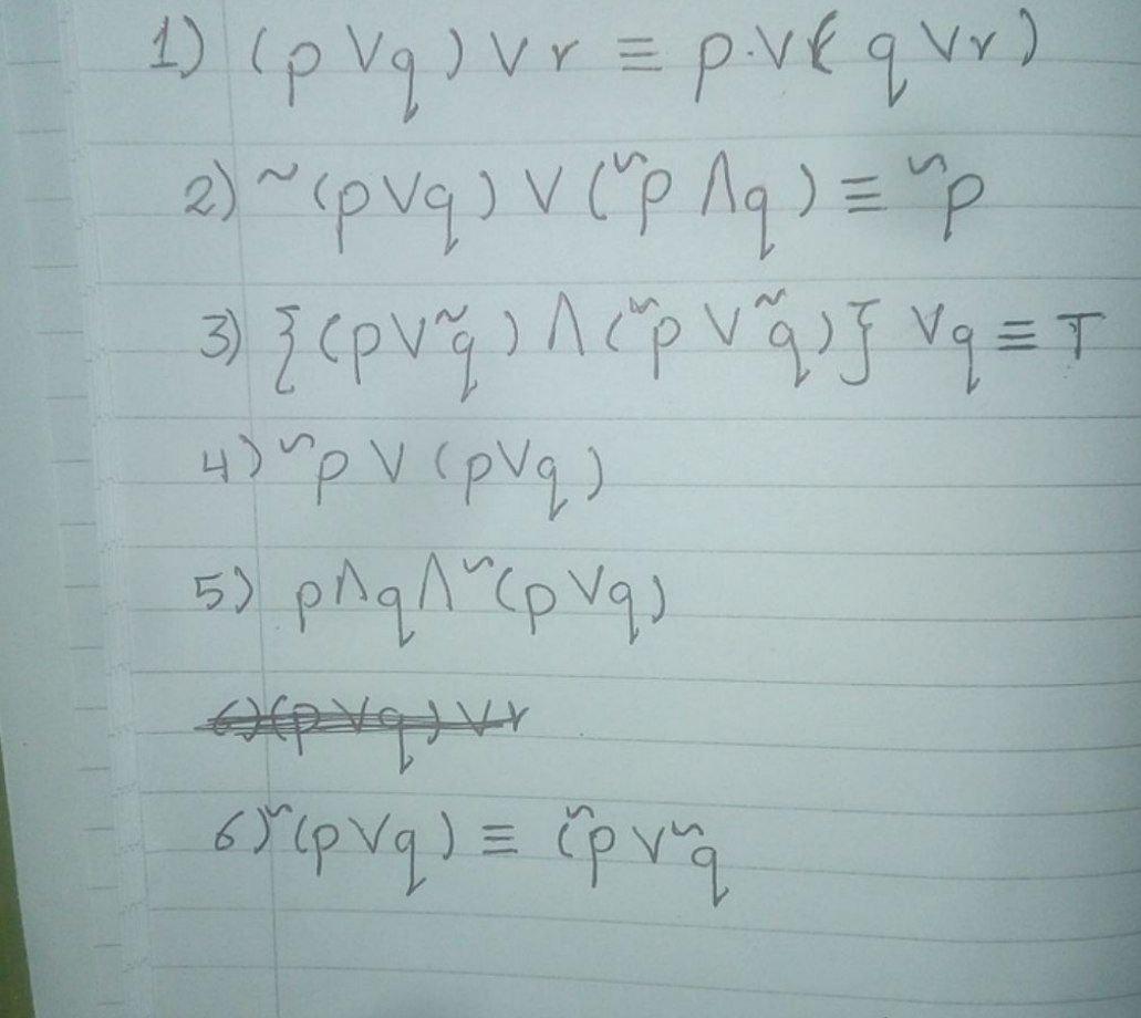 Solved 1) (p Vq J V r = p ve q vr) e) (p Vq) v Cup 19 ) = ? | Chegg.com