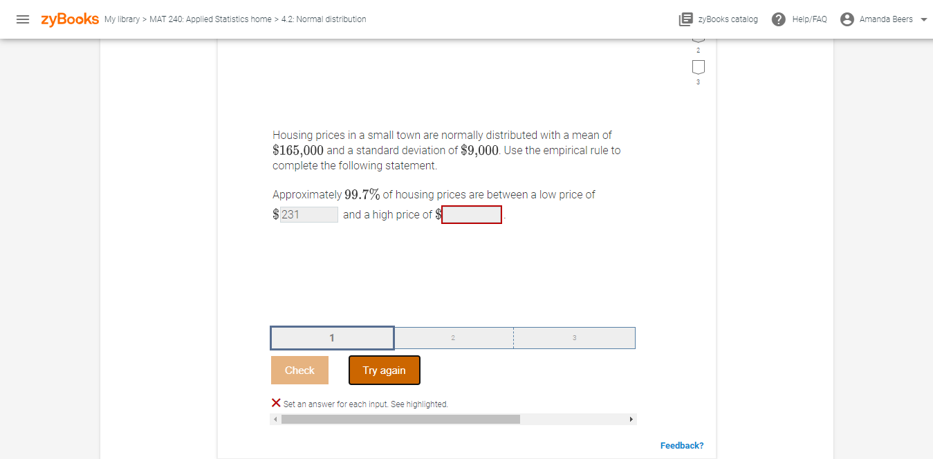 Solved = zyBooks My library > MAT 240: Applied Statistics | Chegg.com