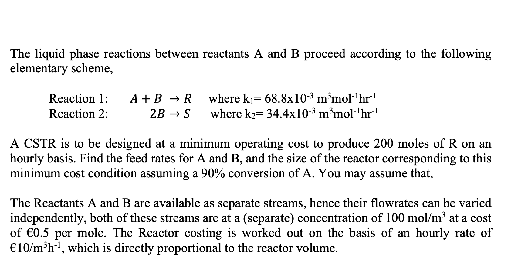 The liquid phase reactions between reactants A and B | Chegg.com