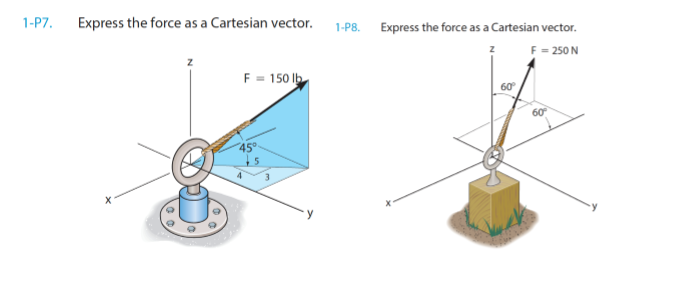 Solved -P7. Express the force as a Cartesian vector. 1-P8. | Chegg.com