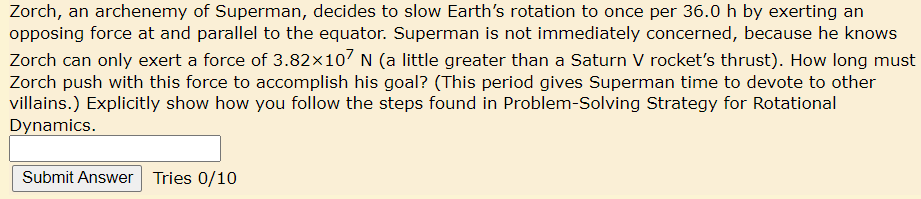 Solved Zorch, an archenemy of Superman, decides to slow | Chegg.com