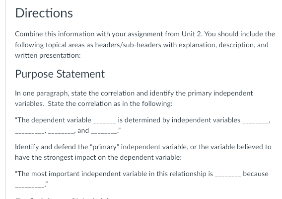 Solved Unit 3: Expanded Information on Varaibles for Project | Chegg.com