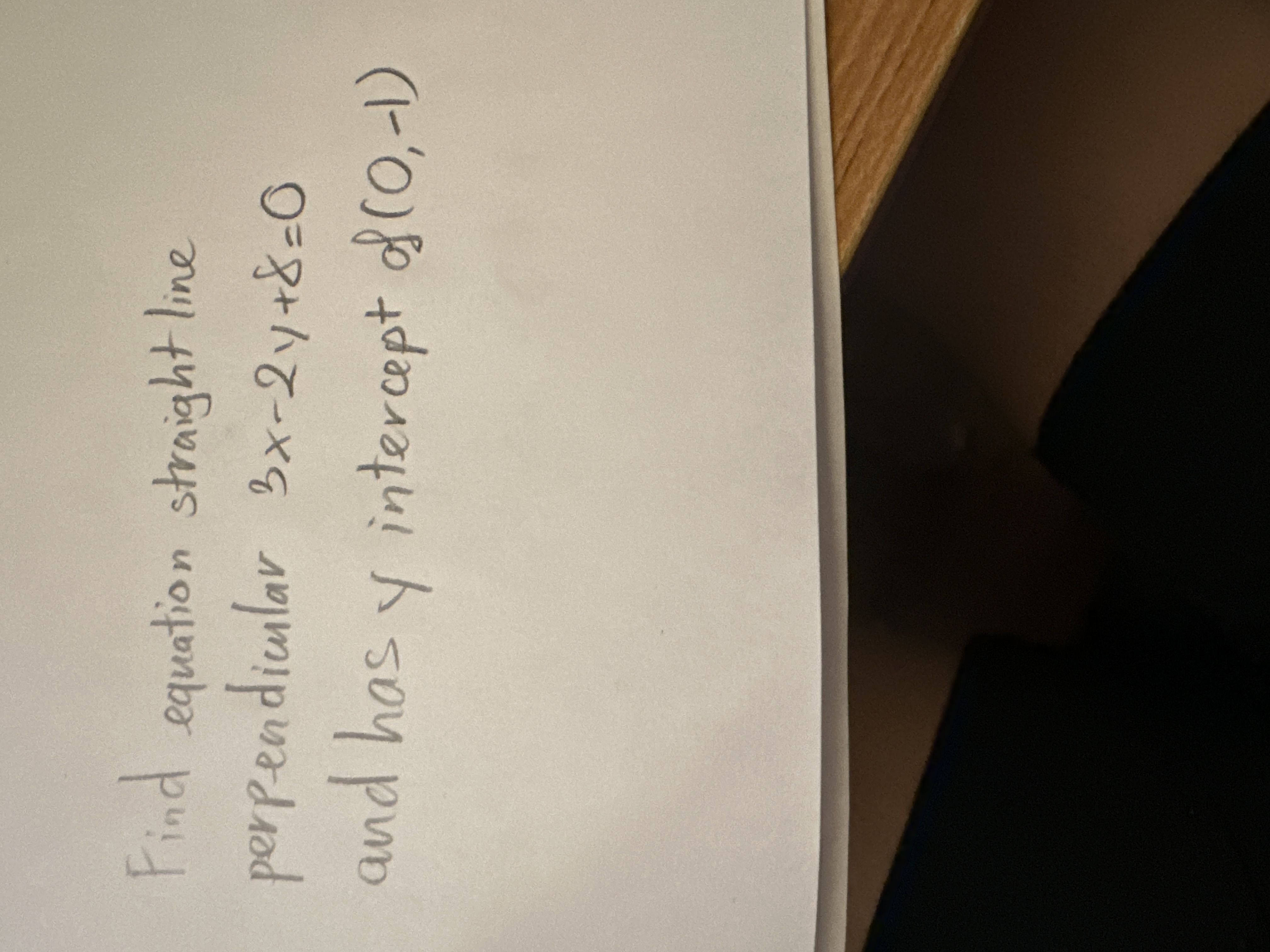 Solved Find equation straight lineperpendicular 3x-2y+8=0and | Chegg.com