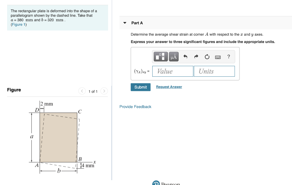 Solved The rectangular plate is deformed into the shape of a | Chegg.com