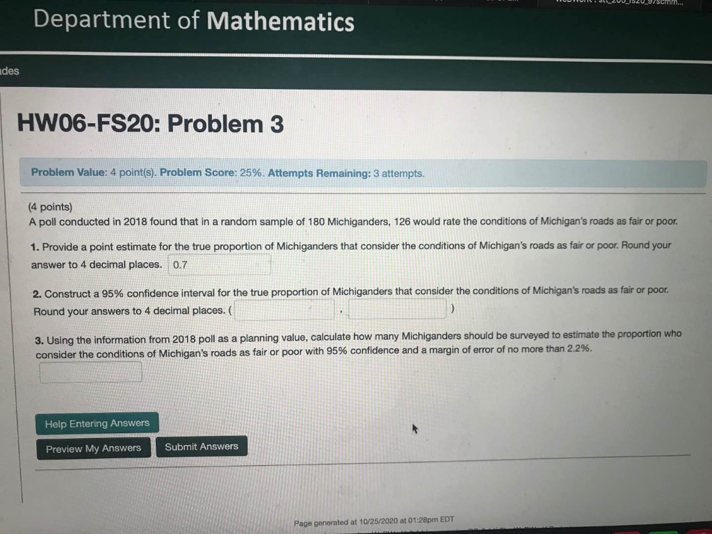 Solved Department of Mathematics des HW06-FS20: Problem 3 | Chegg.com