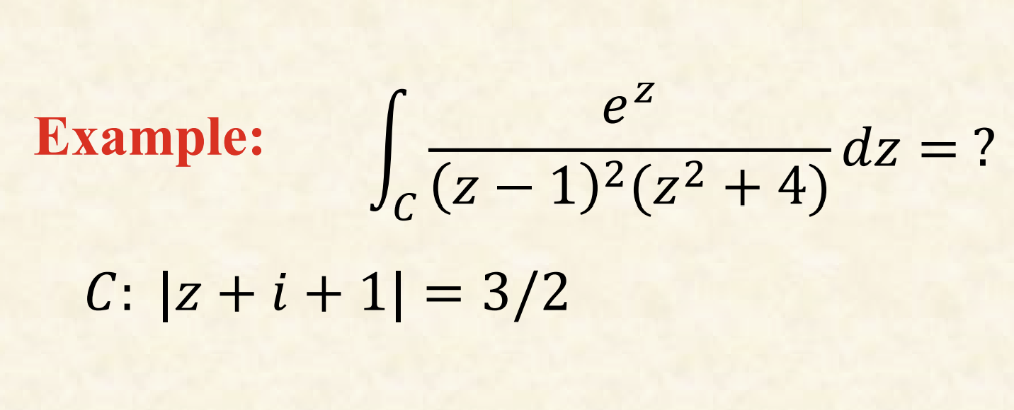Solved Example: ∫C(z−1)2(z2+4)ezdz=? C:∣z+i+1∣=3/2 | Chegg.com