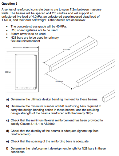 Question 3 A series of reinforced concrete beams are | Chegg.com