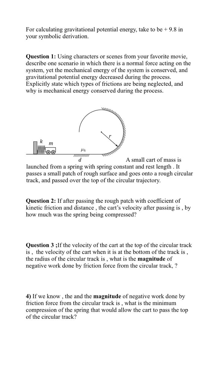 Solved For calculating gravitational potential energy, take | Chegg.com