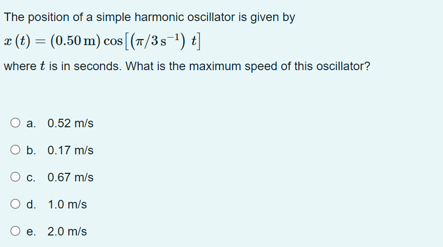 Solved The position of a simple harmonic oscillator is given | Chegg.com