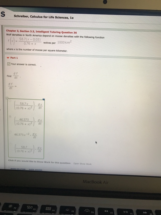 Solved S Schreiber Calculus For Life Sciences 1e Chapter 8371