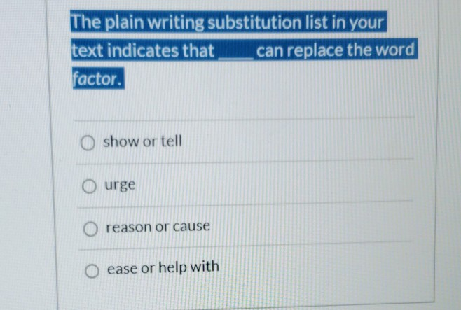 Solved The plain writing substitution list in your text | Chegg.com