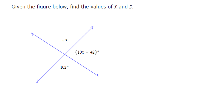Solved Given the figure below, find the values of x and z. | Chegg.com