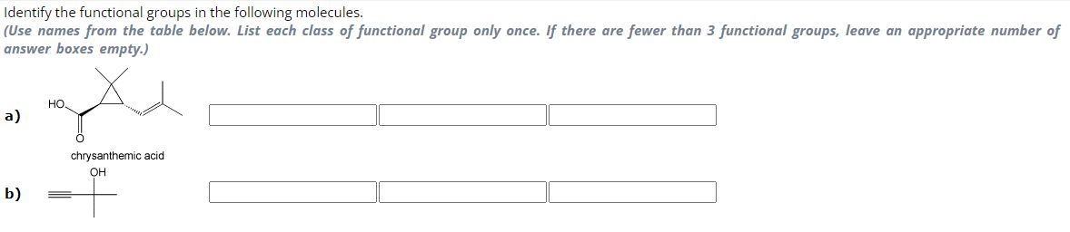 Solved Identify the functional groups in the following | Chegg.com