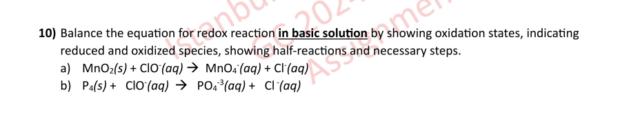 Solved Balance the equation for redox reaction in ﻿basic | Chegg.com