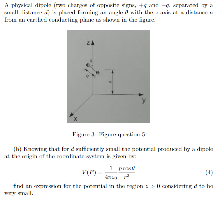 Solved A physical dipole (two charges of opposite signs, +q | Chegg.com